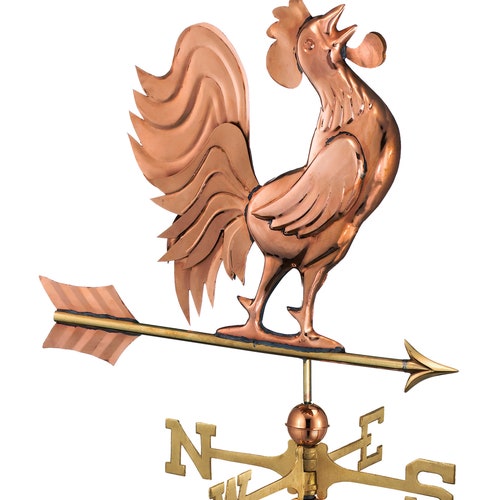 Rooster Weathervane Pure Copper With a Roof Mount or Garden - Etsy