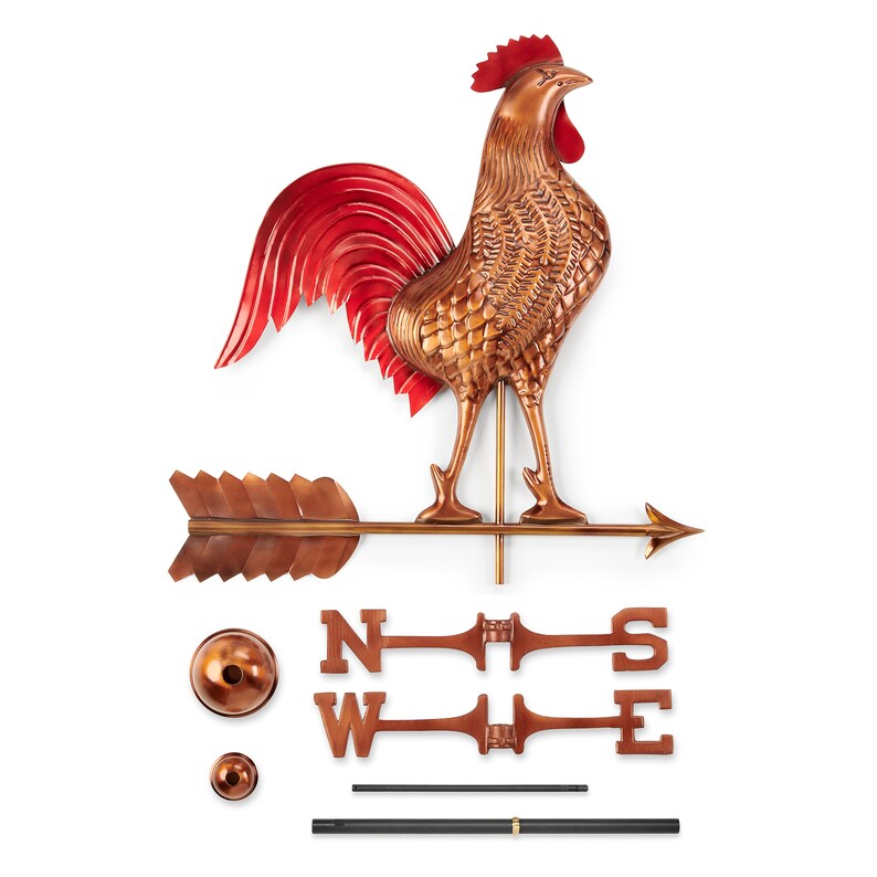 Large Rooster Weathervane Pure Copper Hand Finished - Etsy