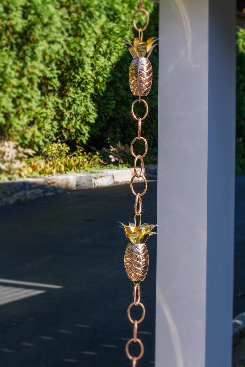 Pure Copper Pineapple Rain Chain: Artistic Gutter Downspout (8-1/2 Ft ...