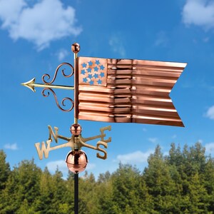 American Flag Weathervane With Roof Mount - Pure Copper by Good ...
