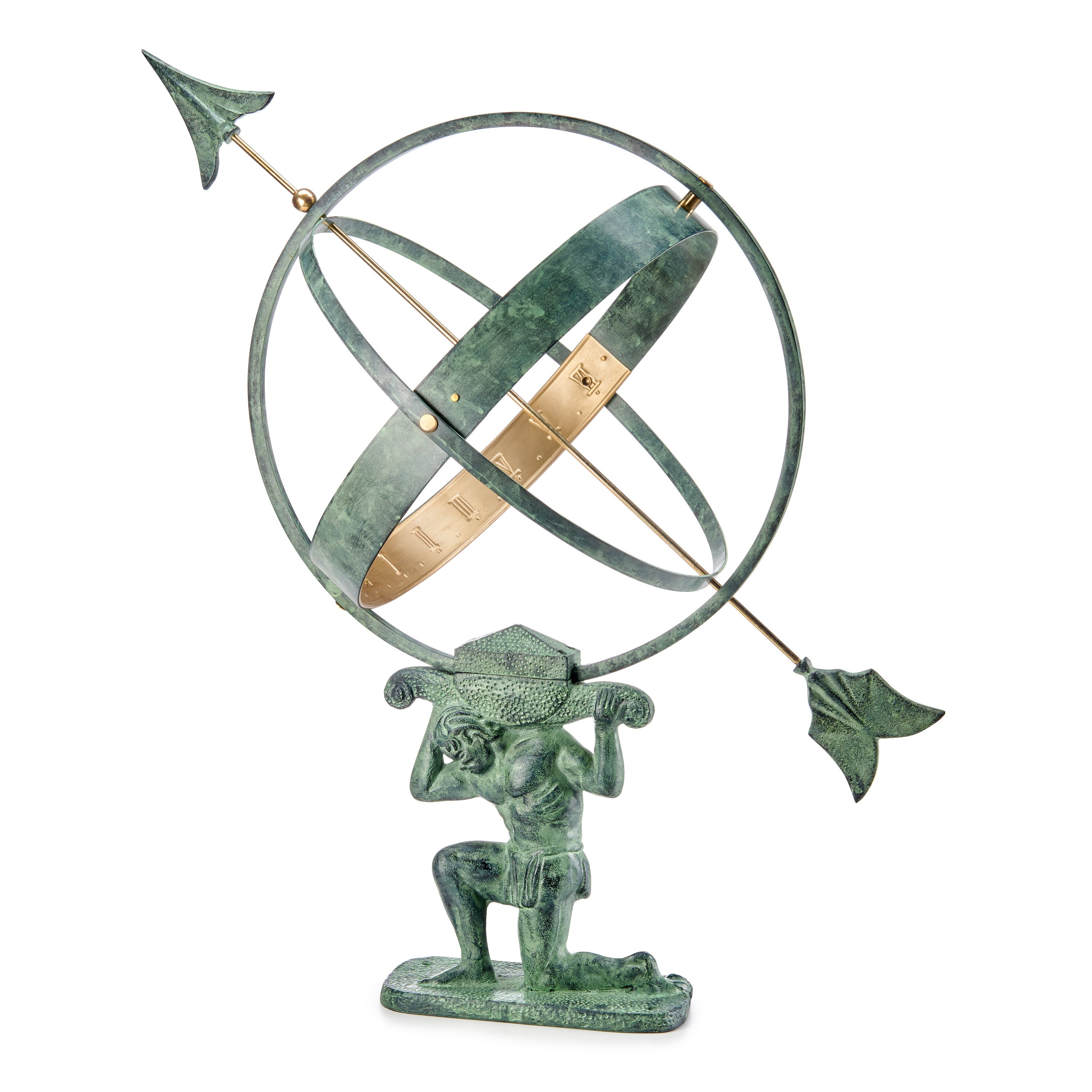 28" Verdigris Atlas Armillary Sundial With Brass Accents - Etsy