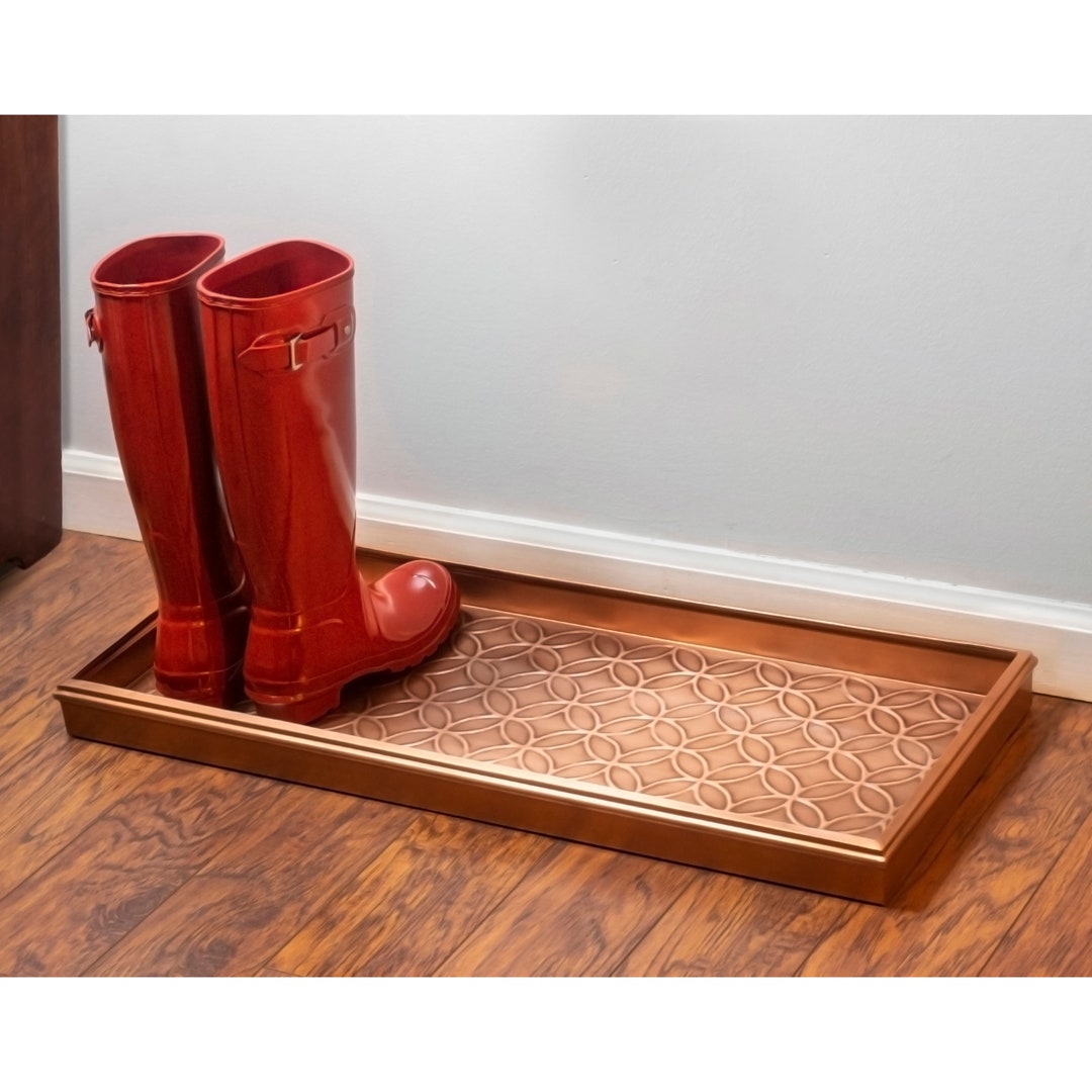 Double Circles Copper Boot Tray for Boots, Shoes, Plants, Pet Bowls ...