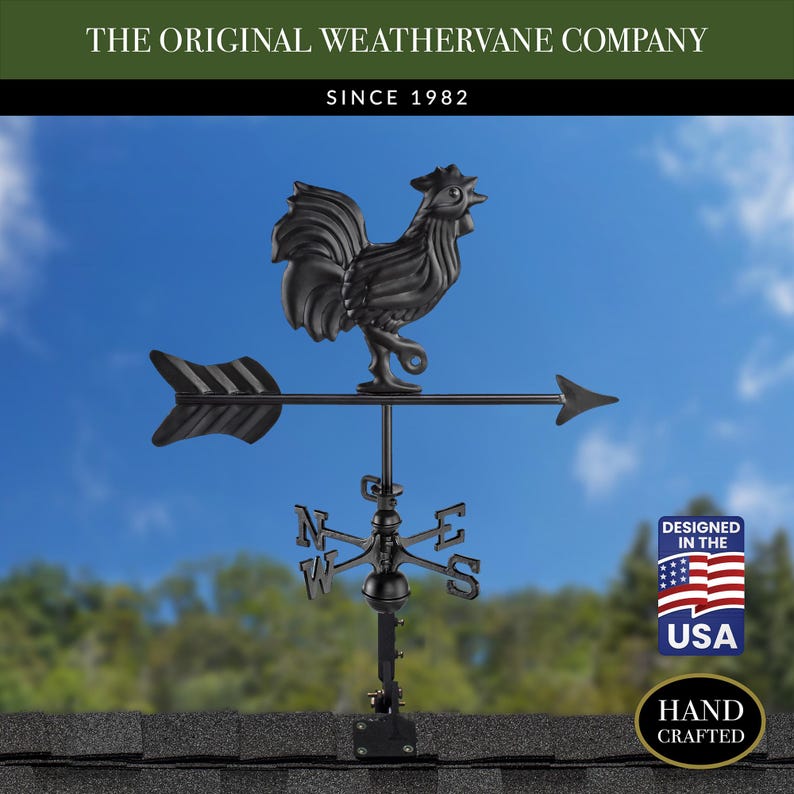 Modern Farmhouse-inspired Rooster Cottage / Shed Size Weathervane W ...