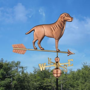 Labrador Retriever Weathervane With Arrow & Roof Mount - Pure Copper by ...