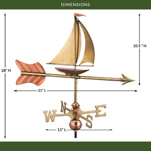 Sailboat Weathervane - Pure Copper With a Roof Mount or Garden Pole - Etsy