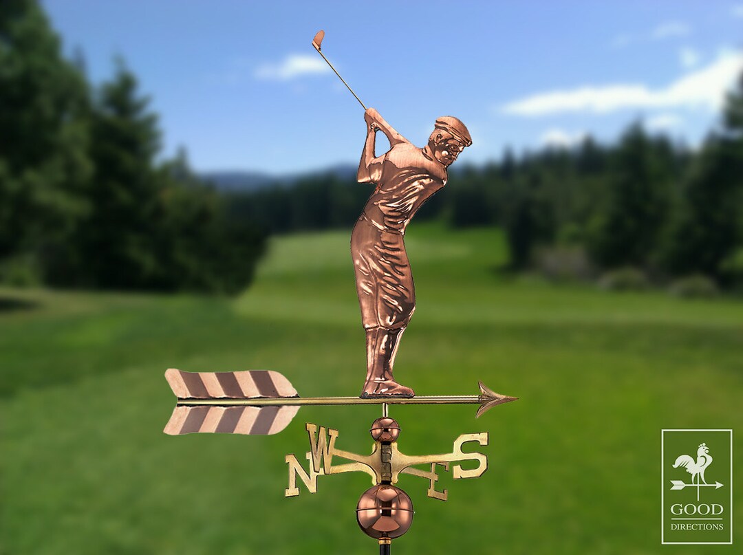 Golfer Weathervane With Roof Mount - Pure Copper - Etsy