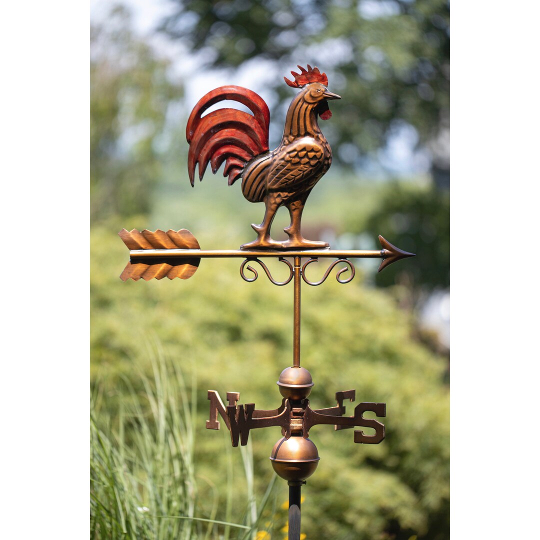 Bantam Red Rooster Weathervane With Roof Mount - Pure Copper Hand ...