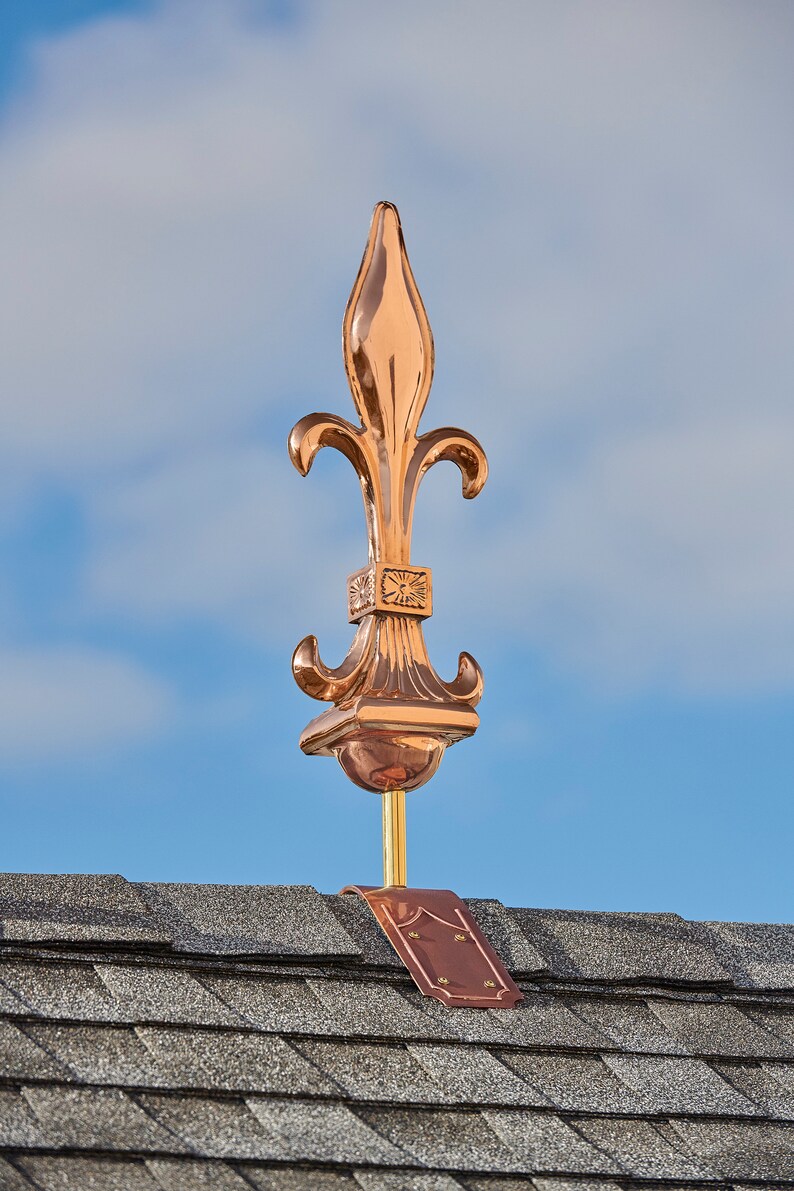 Fleur-de-lis Pure Copper Finial With Decorative Copper Roof | Etsy