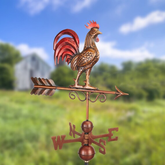 Bantam Red Rooster Weathervane With Roof Mount Pure Copper - Etsy