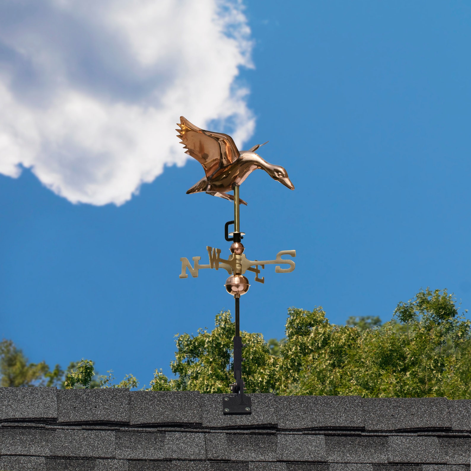 Landing Duck Garden Weathervane Pure Copper With a Garden - Etsy