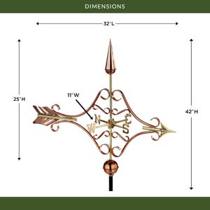 Victorian Arrow Weathervane With Roof Mount - Pure Copper - Etsy