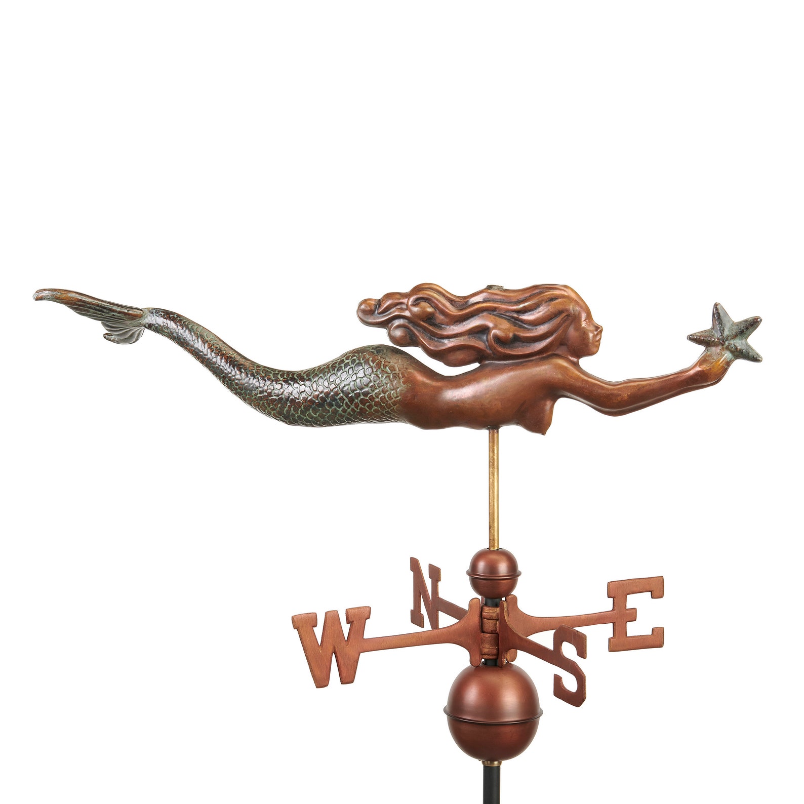 Mermaid With Starfish Weathervane Pure Copper Hand Finished - Etsy