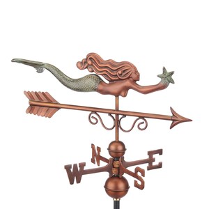Little Mermaid Weathervane With Roof Mount - Pure Copper Hand Finished ...