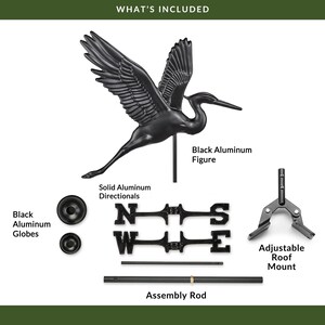 Modern Farmhouse-inspired Graceful Heron Weathervane - Matte Black ...