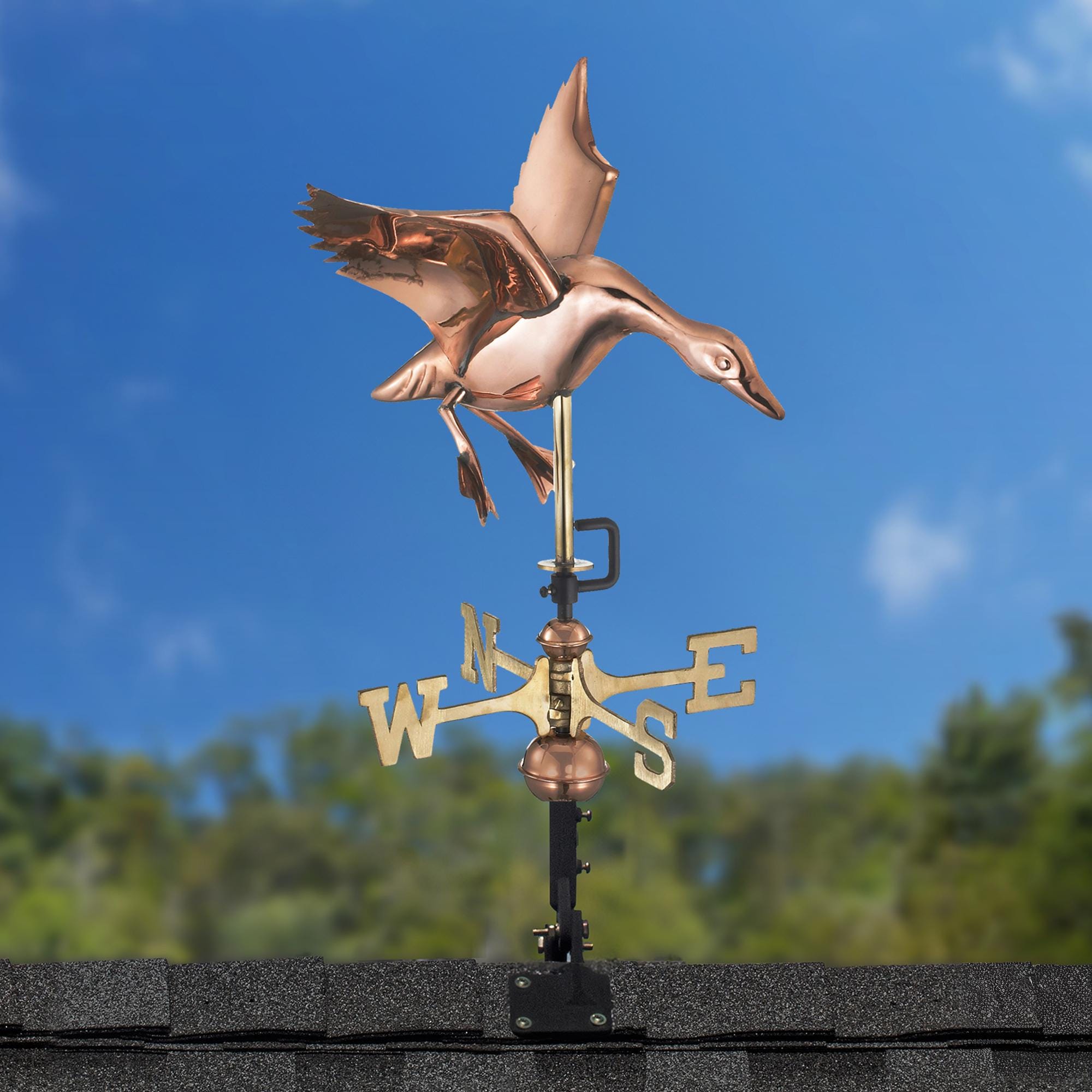 Landing Duck Garden Weathervane - Pure Copper With a Garden Pole or ...