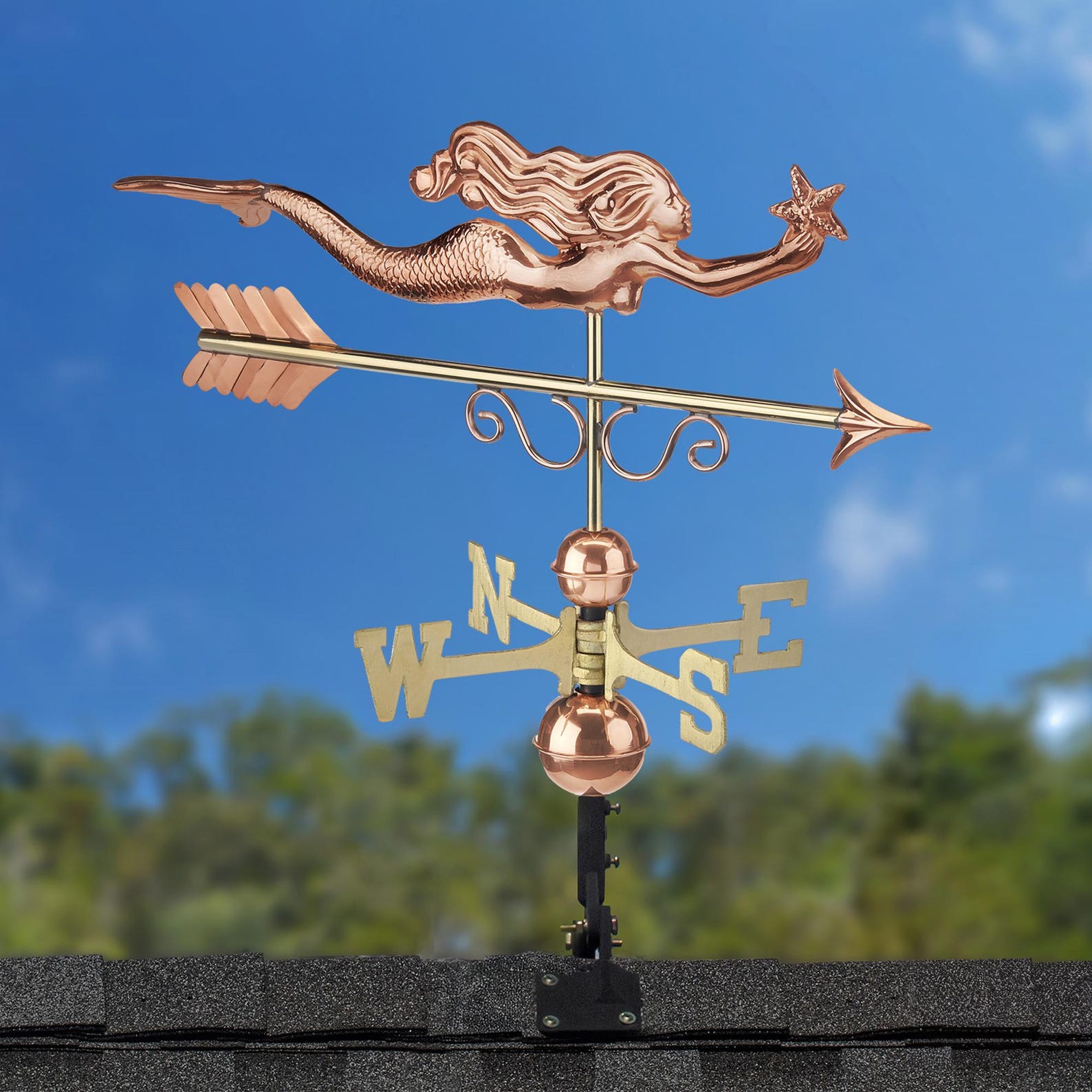 Little Mermaid Weathervane With Roof Mount - Pure Copper - Etsy