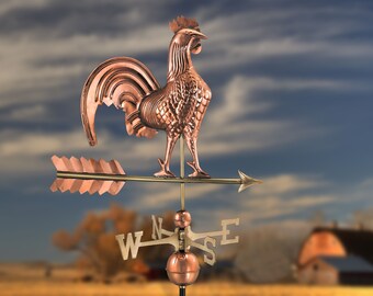 HUGE Handcrafted 3 Dimensional Crowing ROOSTER Weather Vane Copper ...
