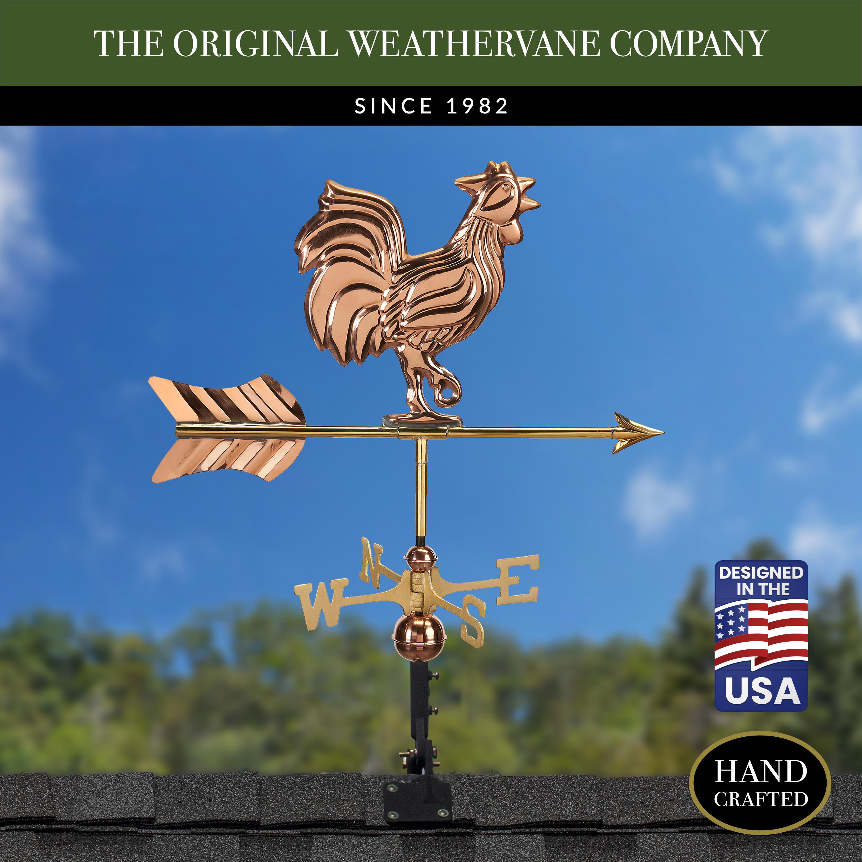 Rooster Weathervane - Pure Copper With a Roof Mount or Garden Pole - Etsy