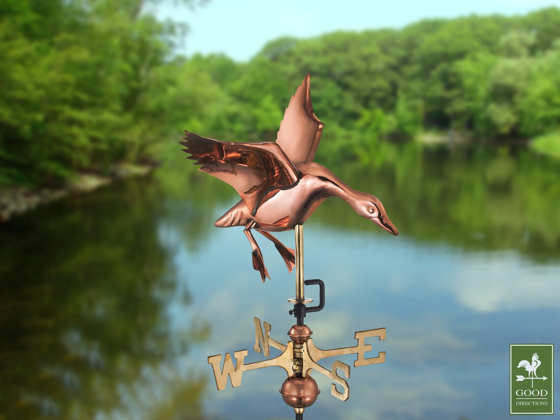 Landing Duck Garden Weathervane Pure Copper With a Garden - Etsy