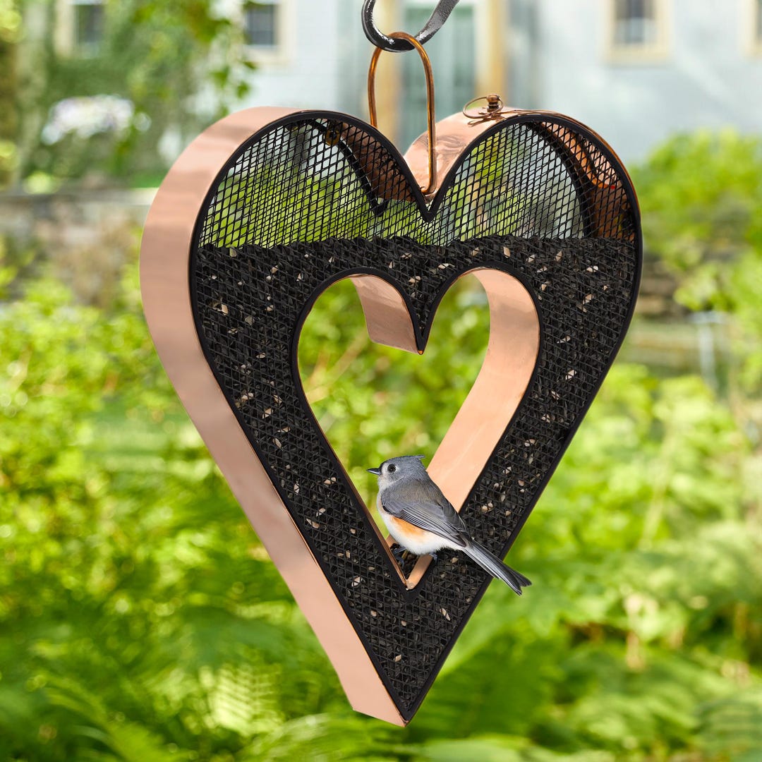 Be Still My Heart Fly Thru™ Heart-shaped Copper Bird Feeder, With ...