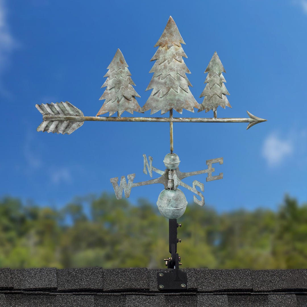 Pine Trees Weathervane - Blue Verde Copper, Includes Roof Mount - Etsy