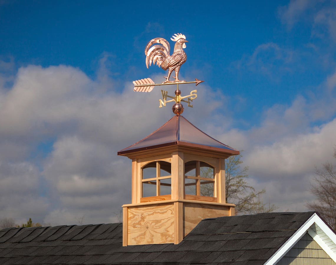 Proud Rooster Weathervane With Roof Mount Pure Copper | Etsy