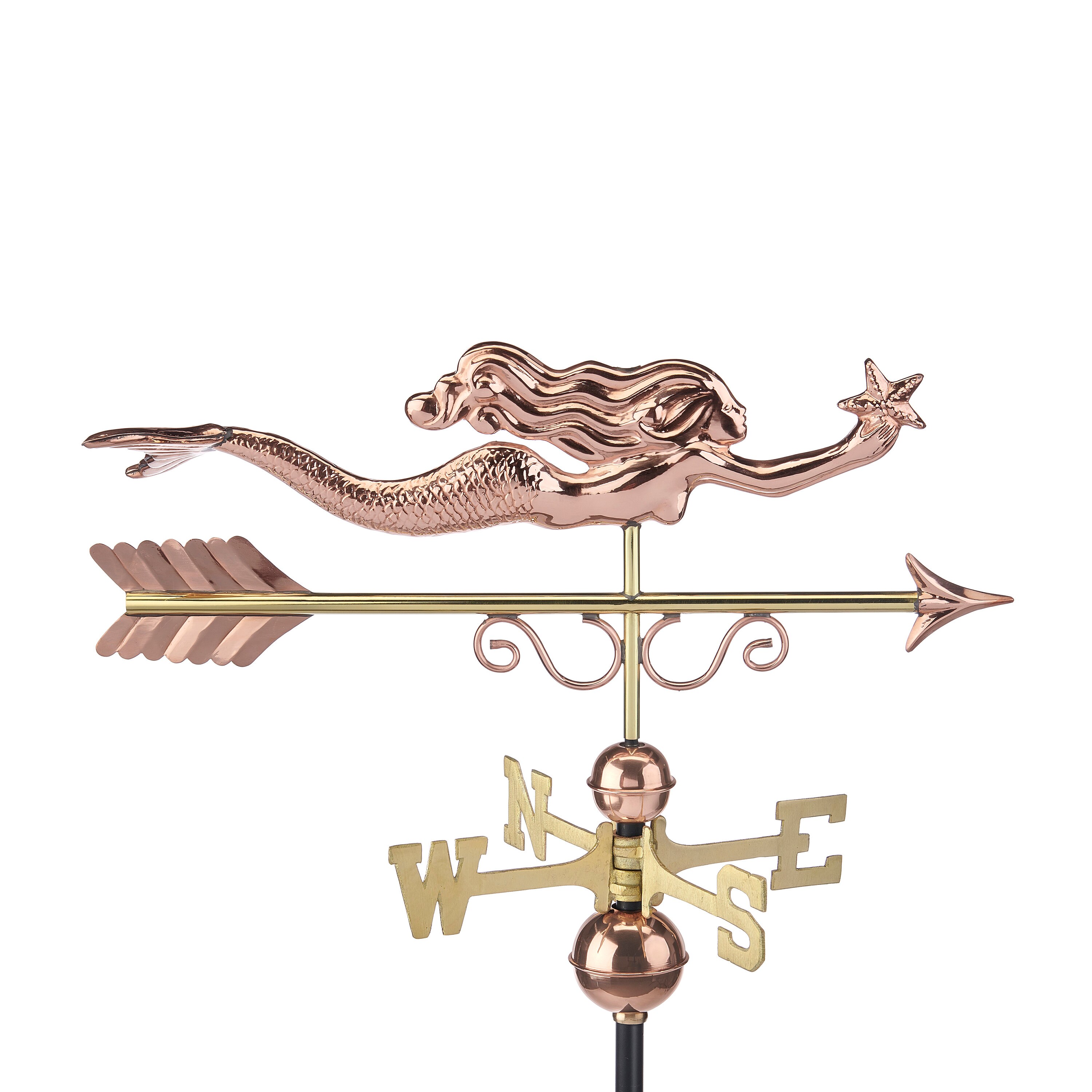 Little Mermaid Weathervane With Roof Mount Pure Copper - Etsy