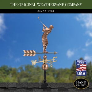 Golfer Weathervane With Roof Mount - Pure Copper - Etsy