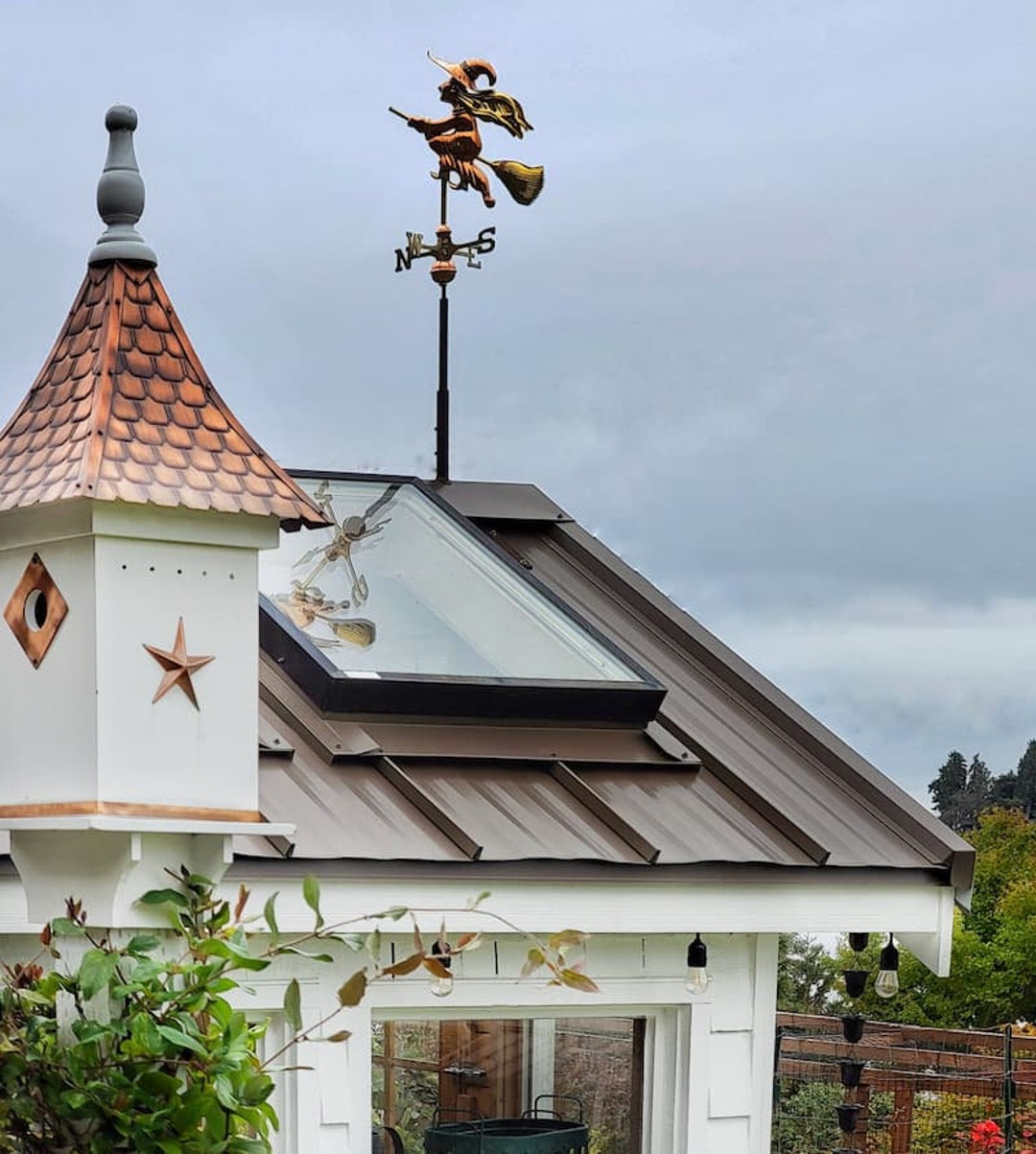Witch Weathervane Pure Copper W/garden Pole or Roof Mount - Etsy
