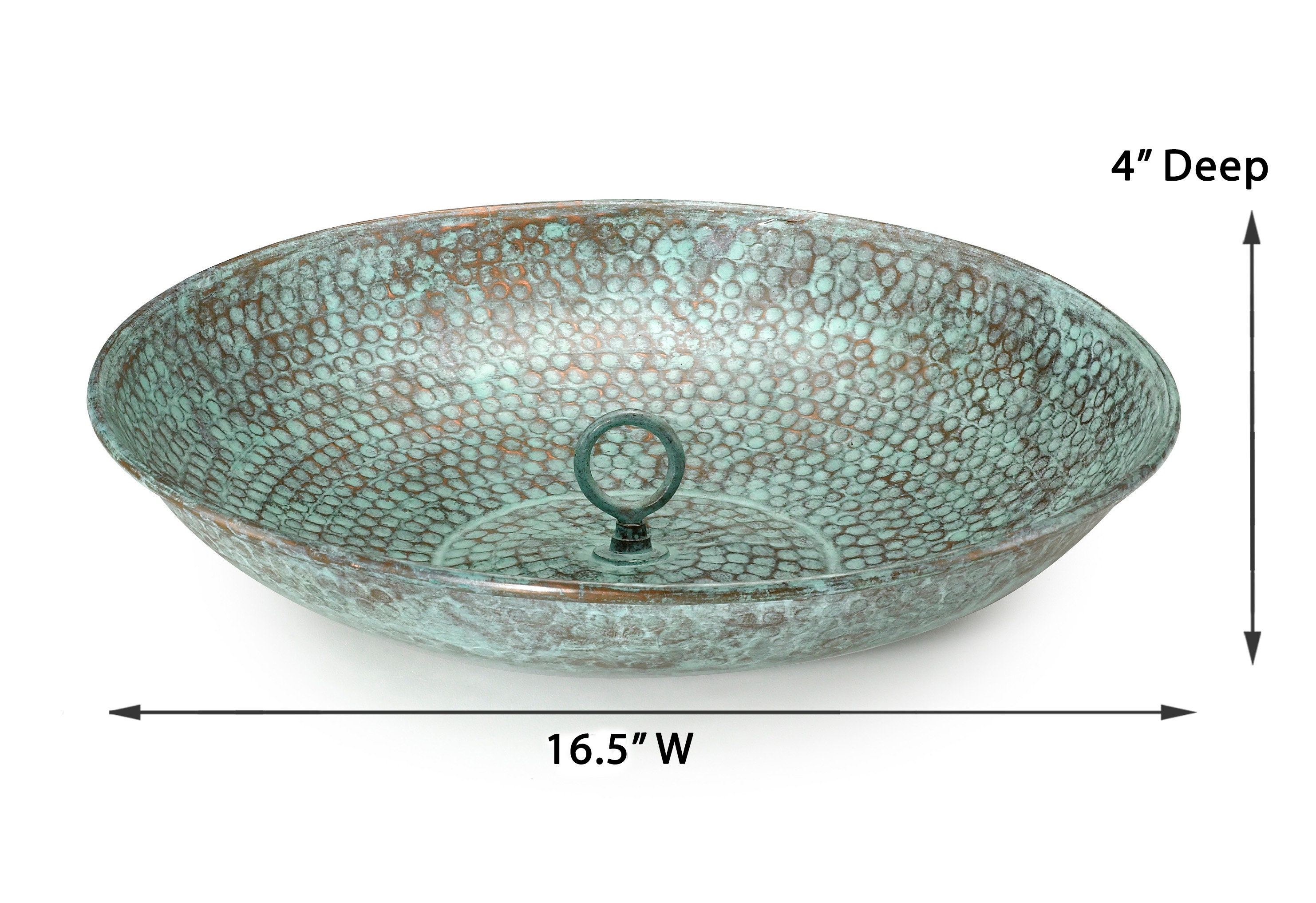 Hand Hammered Copper Rain Chain Basin: Blue Verde Finish (16.5 Inch ...