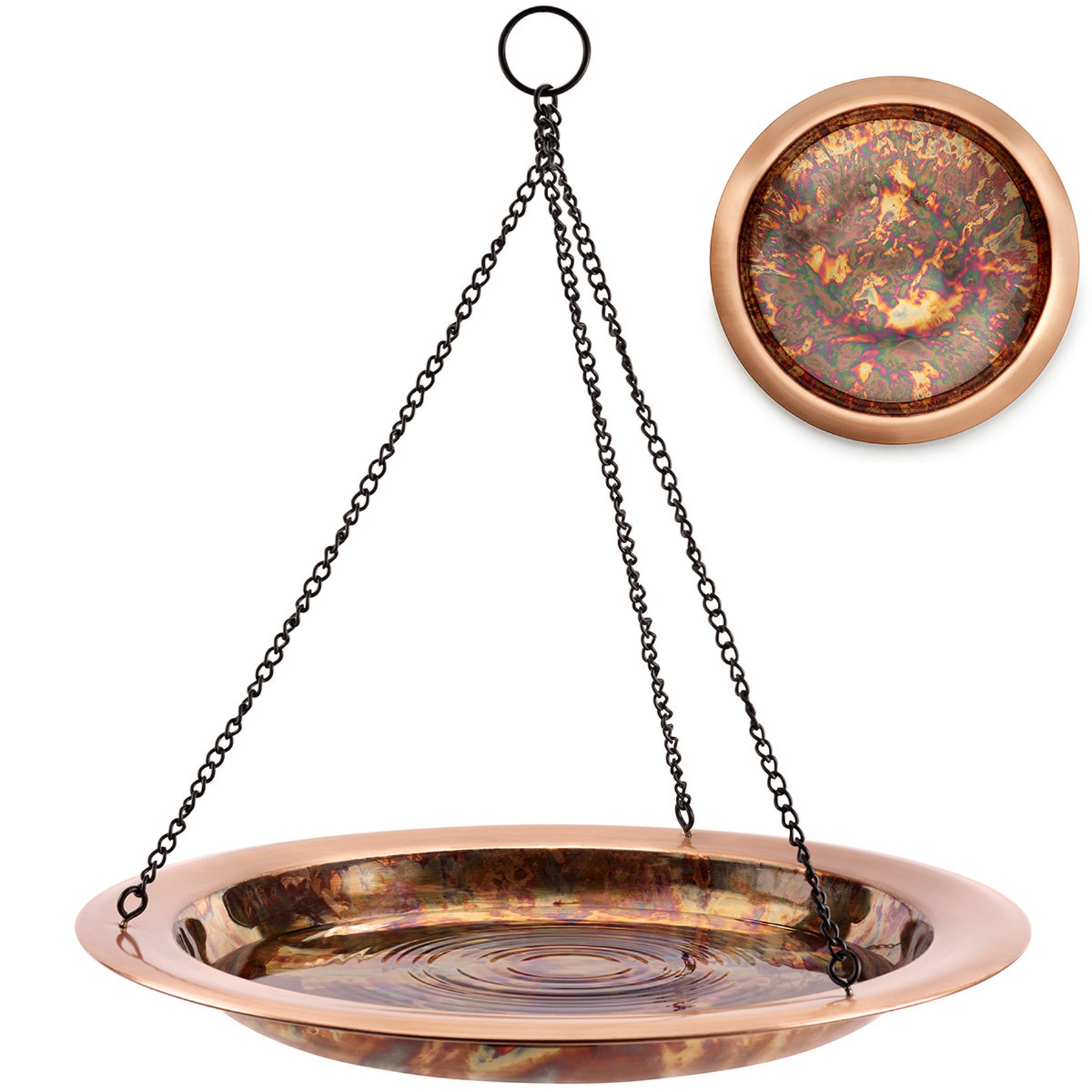 18" Hanging Fired Copper Bird Bath - Etsy