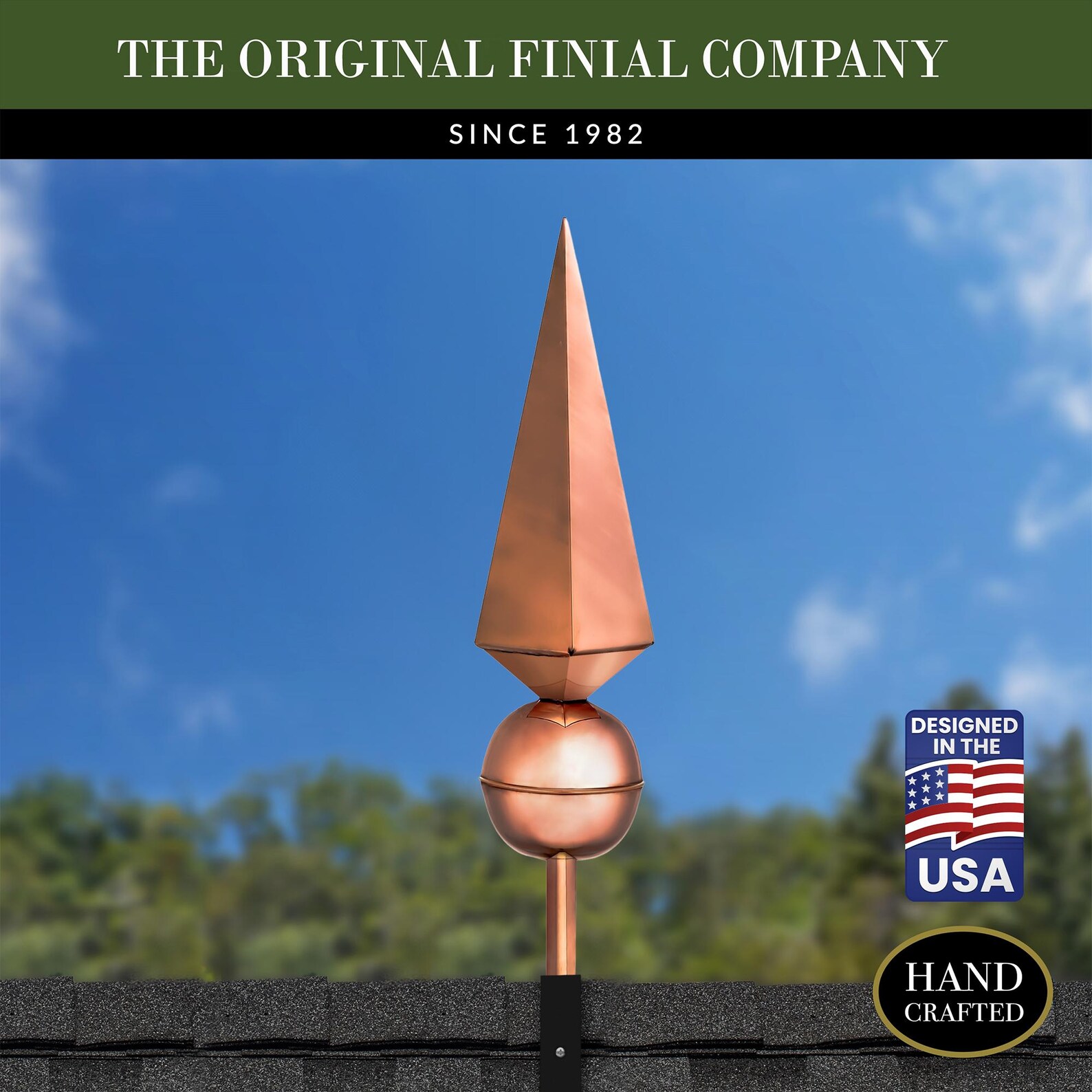 Lancelot Pure Copper Rooftop Finial, With Roof Mount, by Good ...