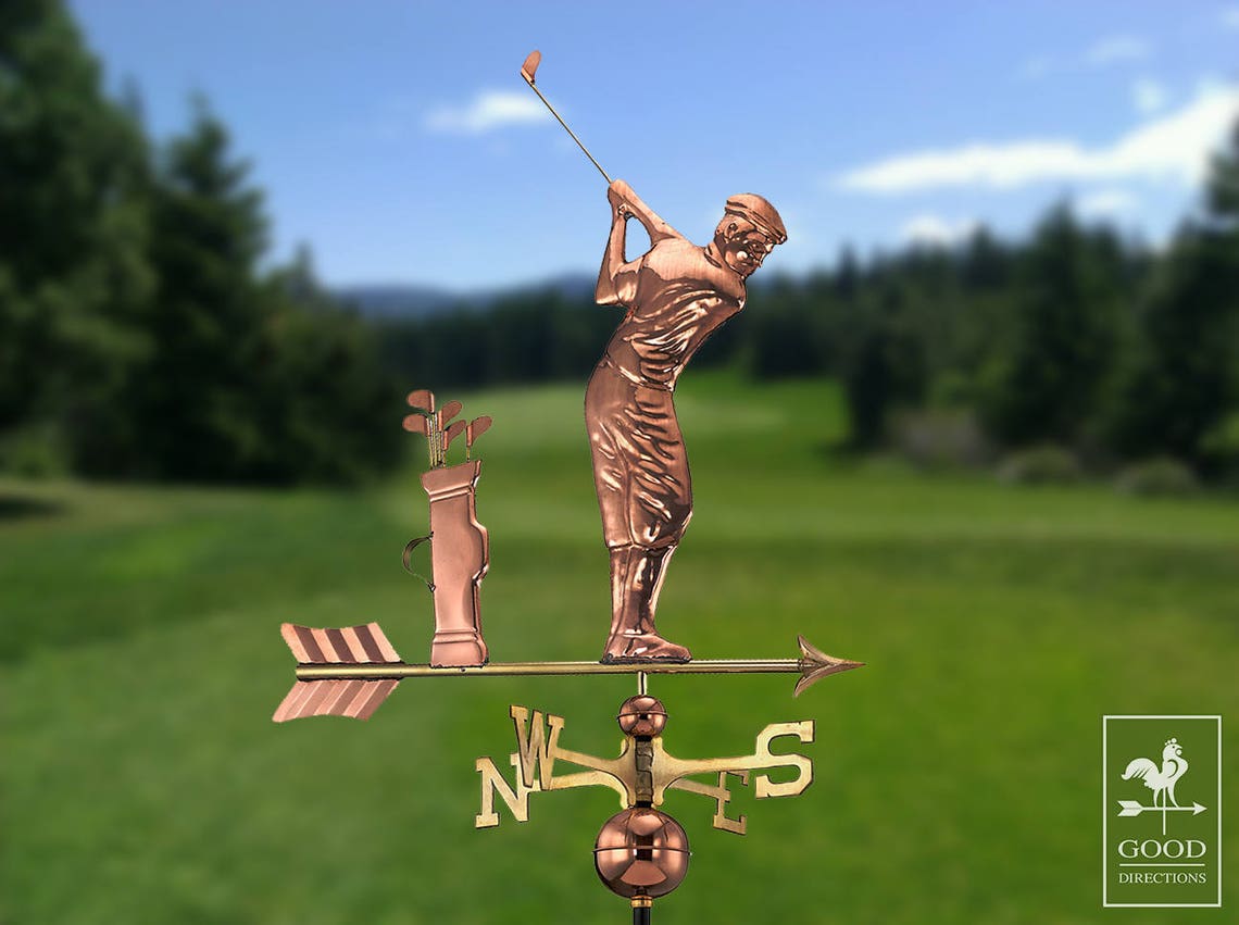 Golfer Weathervane With Roof Mount Pure Copper | Etsy