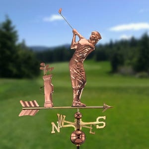 Golfer Weathervane With Roof Mount Pure Copper | Etsy