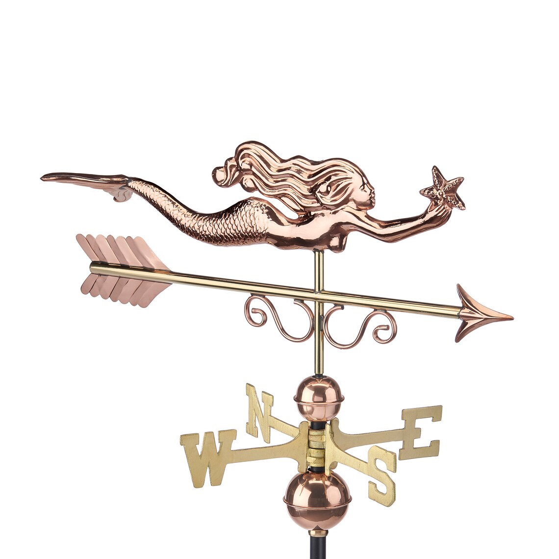 Little Mermaid Weathervane With Roof Mount Pure Copper - Etsy