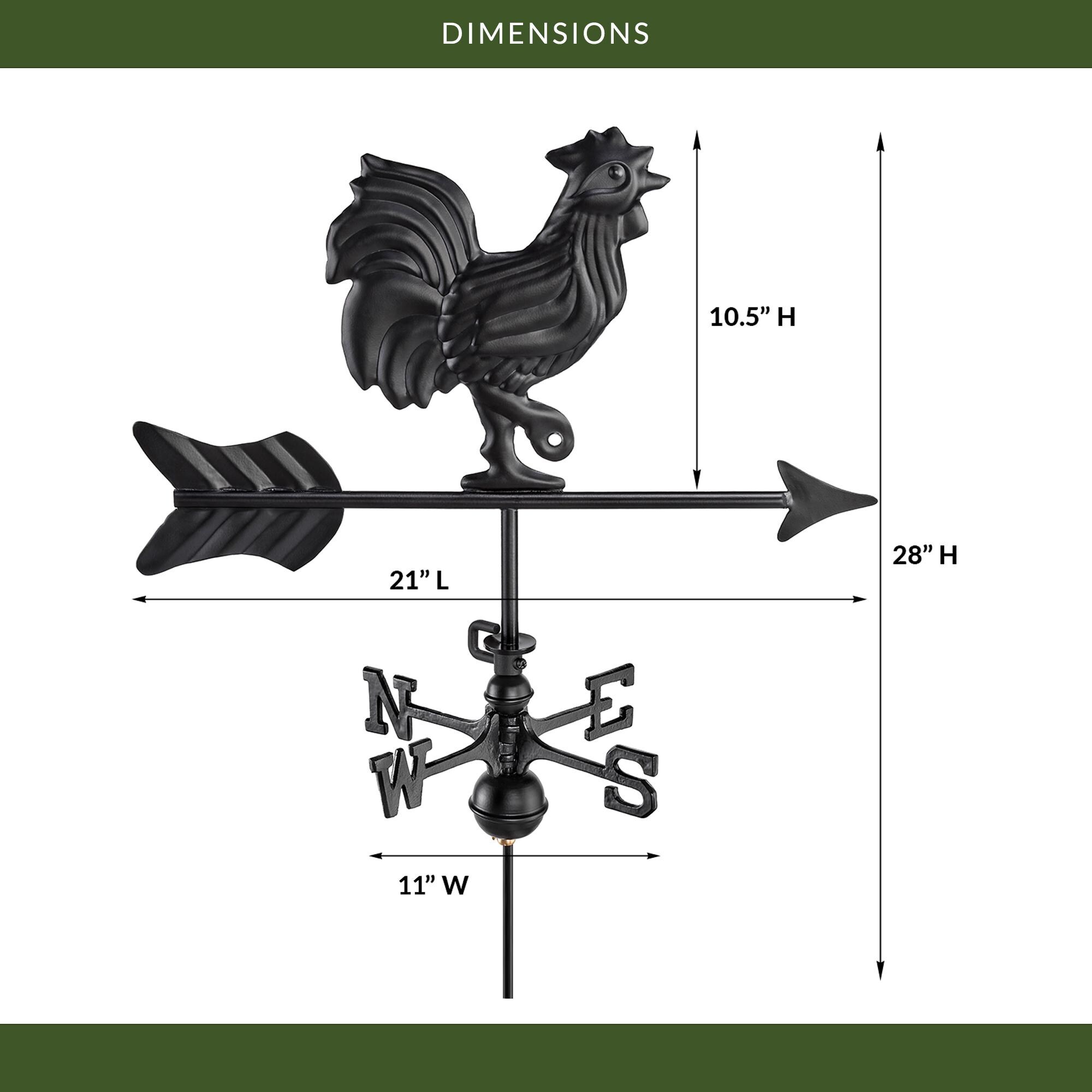 Modern Farmhouse-inspired Rooster Cottage / Shed Size Weathervane W ...