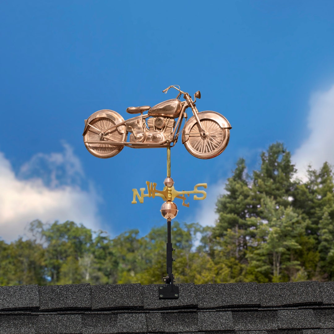 Motorcycle Weathervane With Roof Mount - Pure Copper - Etsy