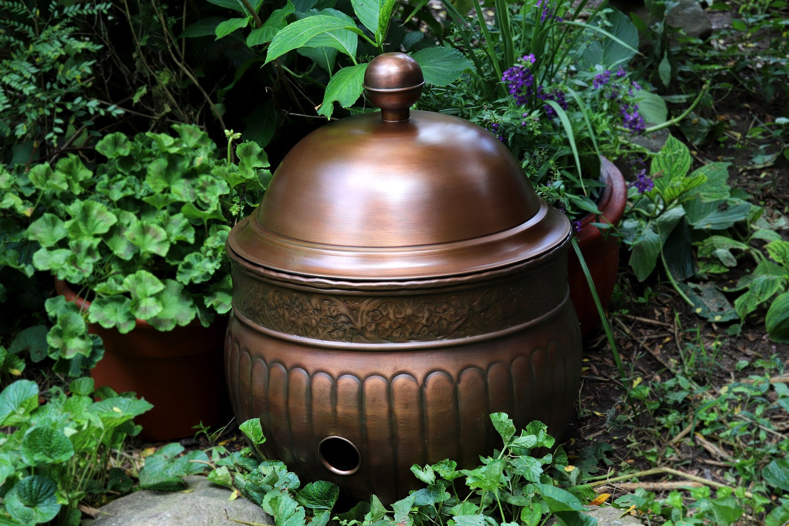 La Jolla Hose Pot With Lid Copper Finish | Etsy