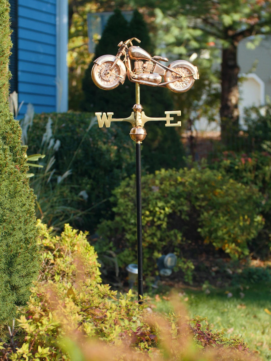 Motorcycle Weathervane - Pure Copper With a Roof Mount or Garden Pole ...