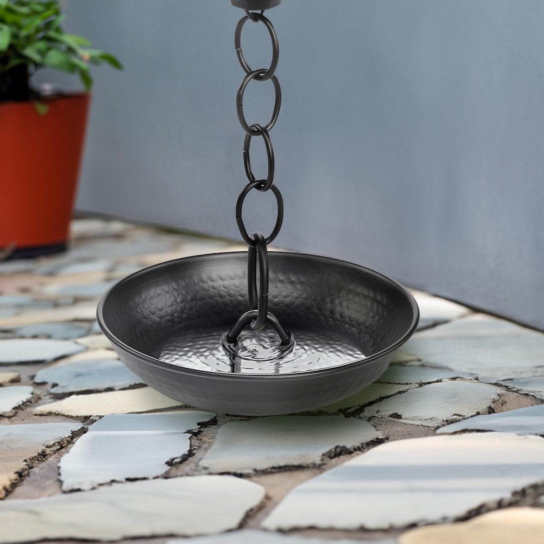 11" Diameter Black Aluminum Rain Chain Basin - Etsy
