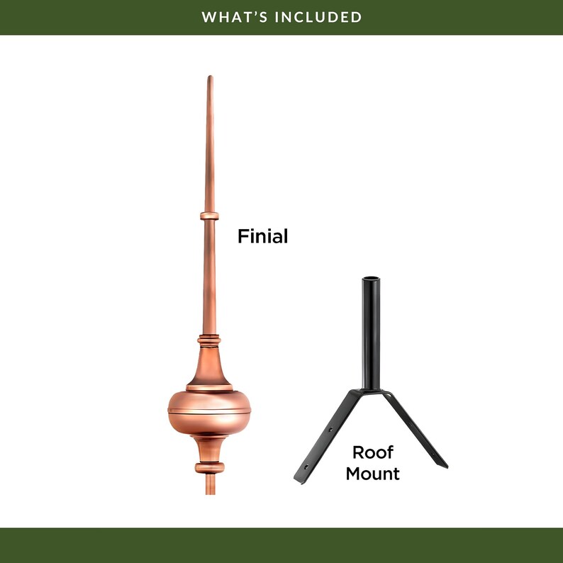 28" Morgana Pure Copper Finial With Roof Mount, by Good Directions - Etsy