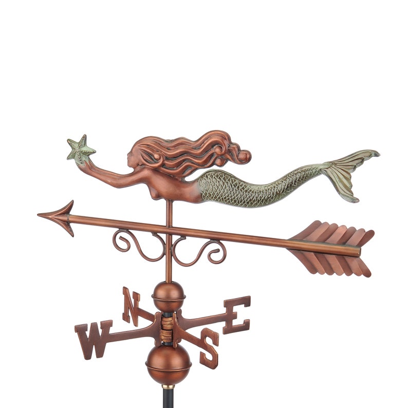 Little Mermaid Weathervane With Roof Mount Pure Copper Hand | Etsy