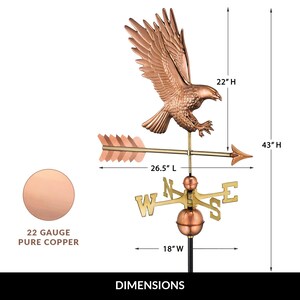 American Bald Eagle Weathervane With Roof Mount - Pure Copper - Etsy
