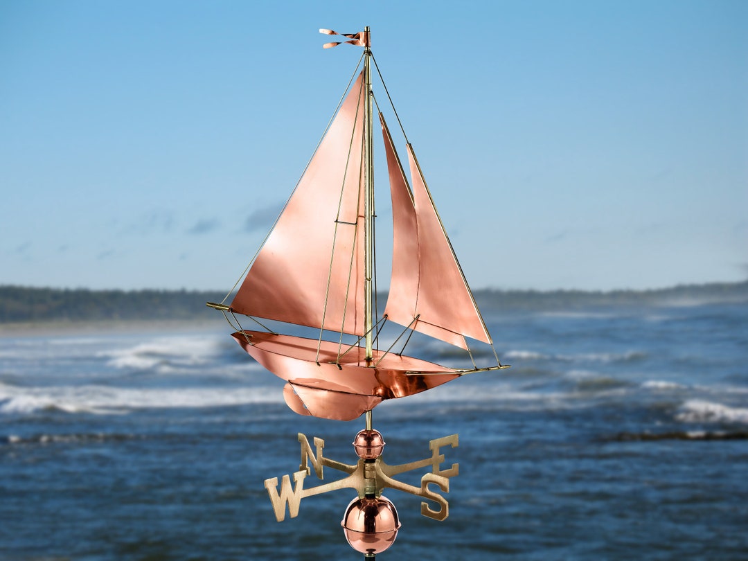 Racing Sloop Weathervane With Roof Mount - Pure Copper - Etsy