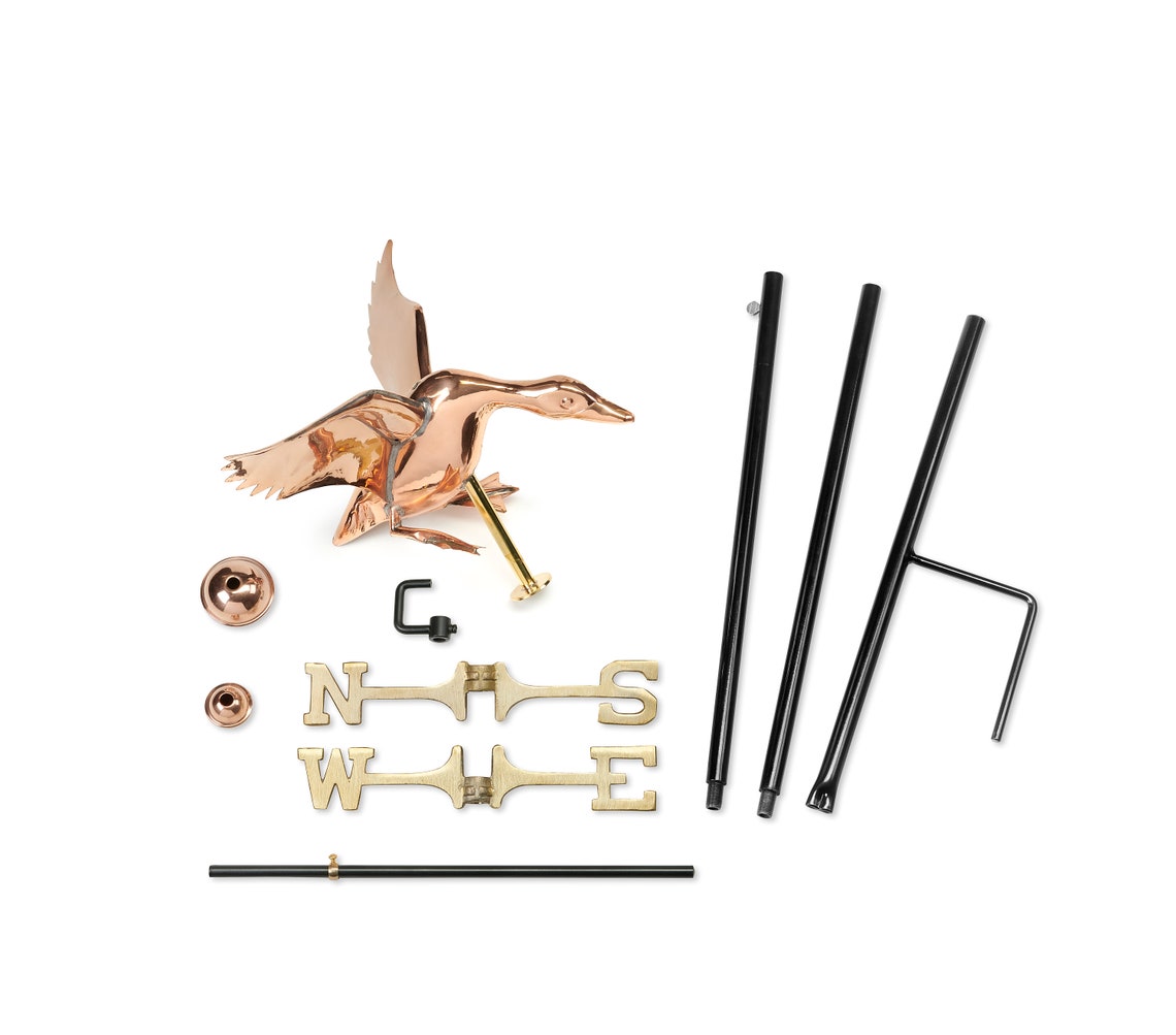 Landing Duck Garden Weathervane Pure Copper With a Garden - Etsy
