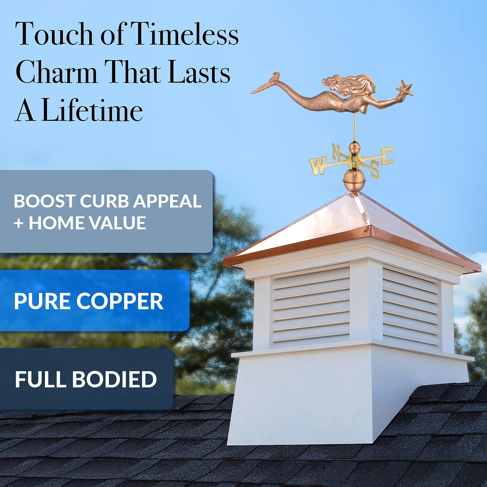 Mermaid With Starfish Weathervane With Roof Mount - Pure Copper - Etsy