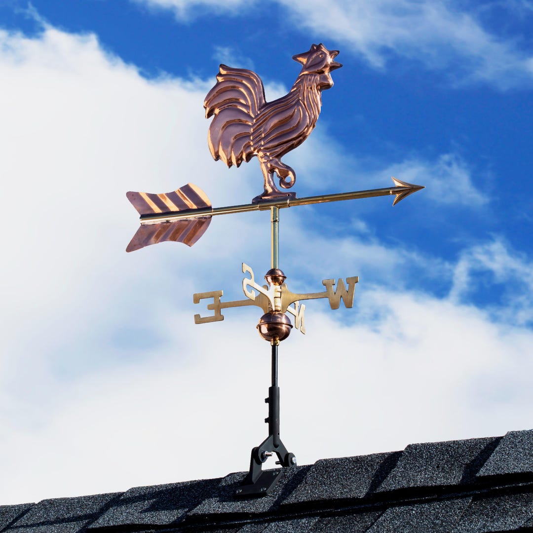 Rooster Weathervane - Pure Copper With a Roof Mount or Garden Pole - Etsy