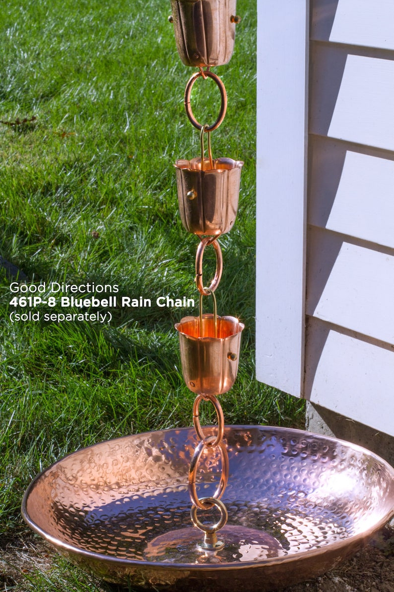 Hand Hammered Pure Copper Rain Chain Basin: Garden Decor (16.5 Inch ...