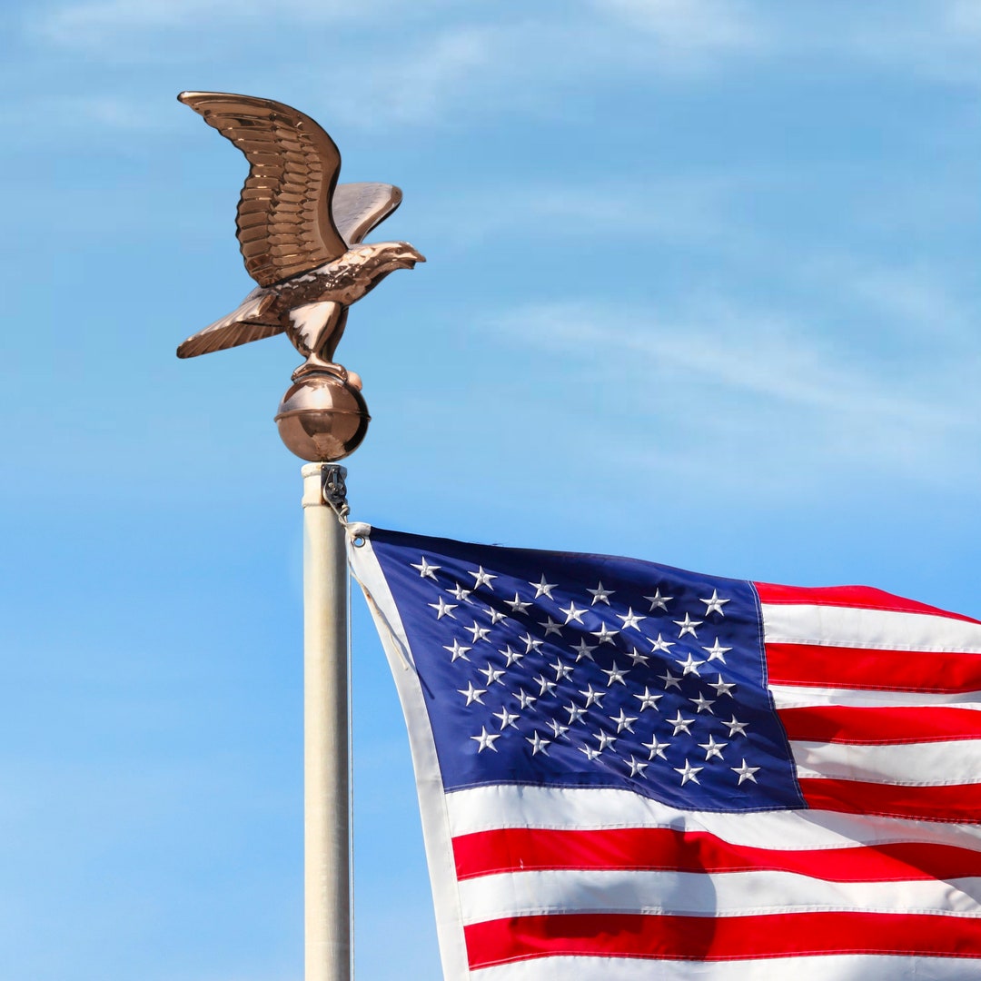 Pure Copper Eagle With Ball Flagpole Topper, 16" Wingspan - Etsy