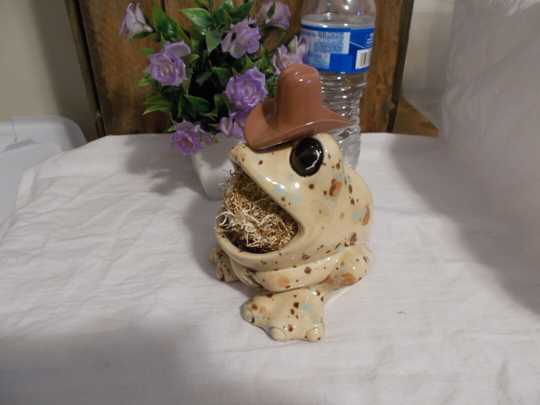 Ceramic Cowboy Frog Brillo Scrubby Holder - Etsy